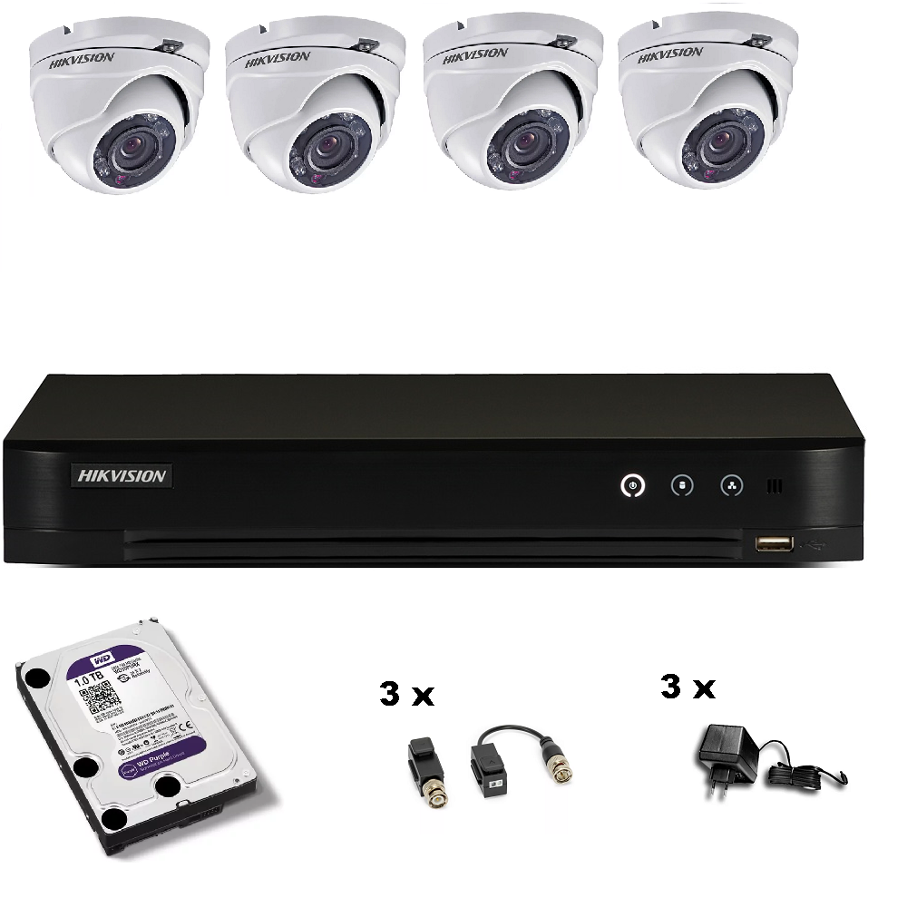 Hikvision set met 4 x DS-2CE56D0T-IRMF beveiligingscamera - Security ...